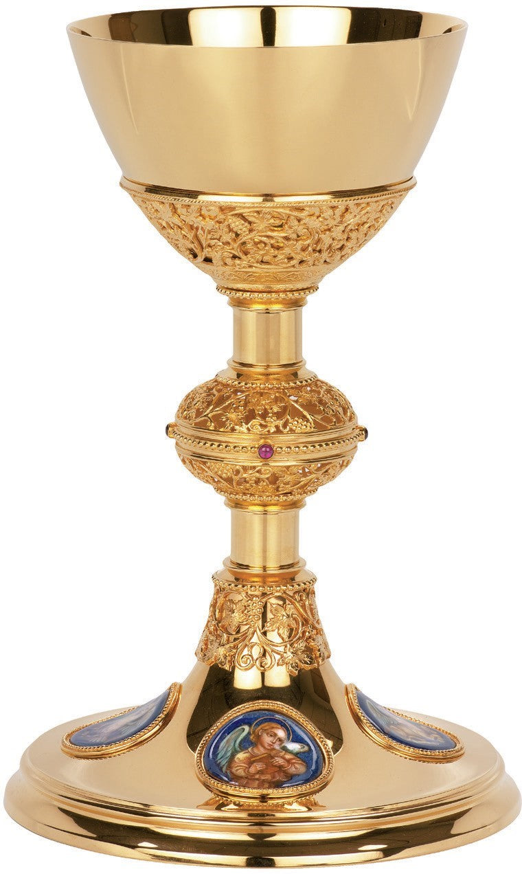 Chalice With Fire Enameled Medallions of Four Evangelists and Paten ...